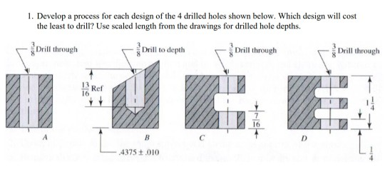 Solved 1. Develop a process for each design of the 4 drilled | Chegg.com