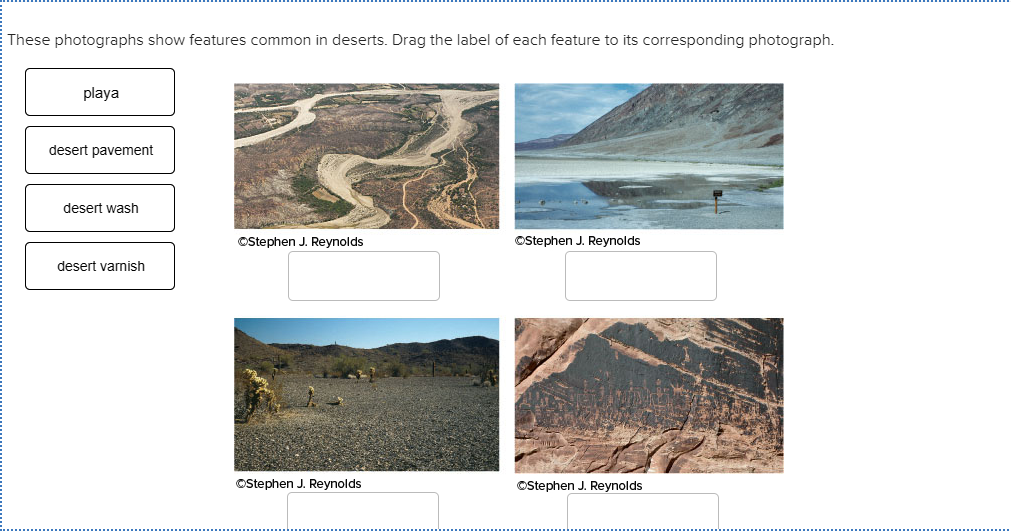 Solved These photographs show features common in deserts. | Chegg.com