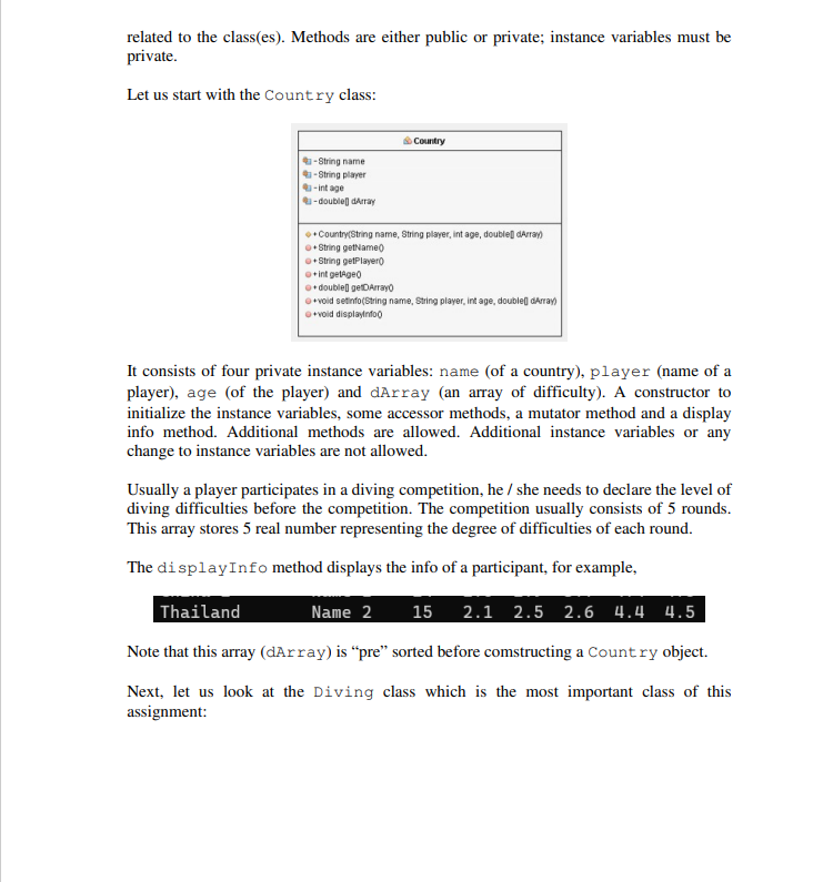 Solved + Country(String name, String player, int age, | Chegg.com