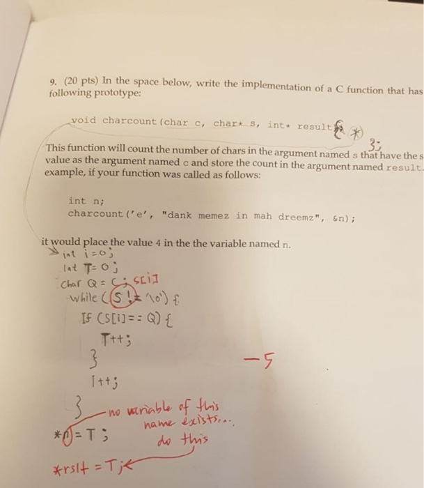 Solved 9. (20 pts) In the space below, write the | Chegg.com