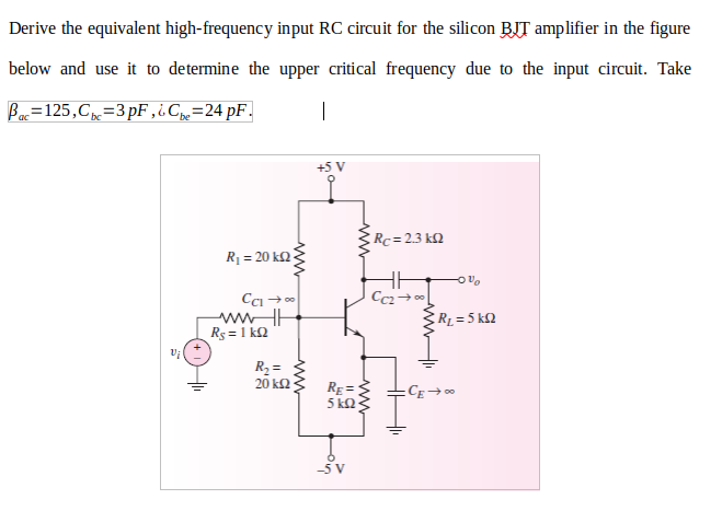 Solved Derive the equivalent high-frequency input RC circuit | Chegg.com