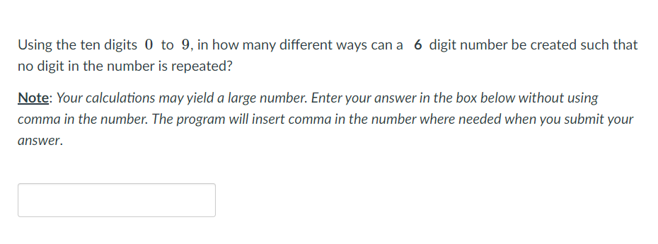 Solved Using the ten digits 0 to 9, in how many different | Chegg.com