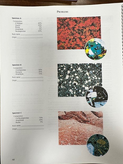 Solved 4. Examine the photographs of the hand specimens and | Chegg.com