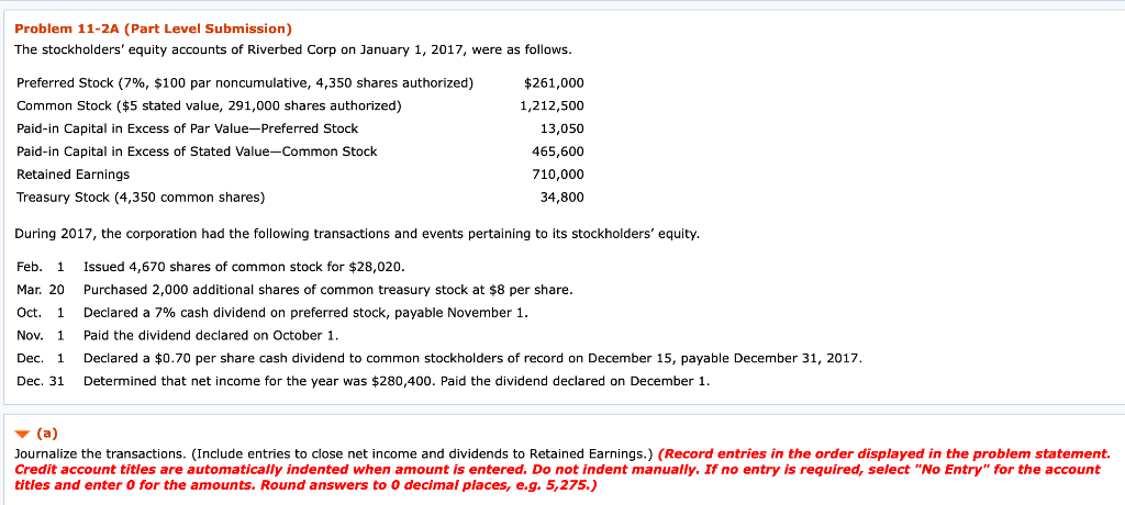 Solved Problem 11-2A (Part Level Submission) The | Chegg.com