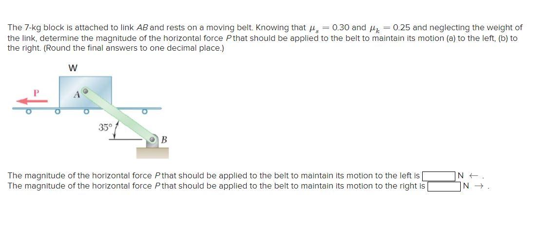 Solved The 7-kg block is attached to link AB and rests on a | Chegg.com