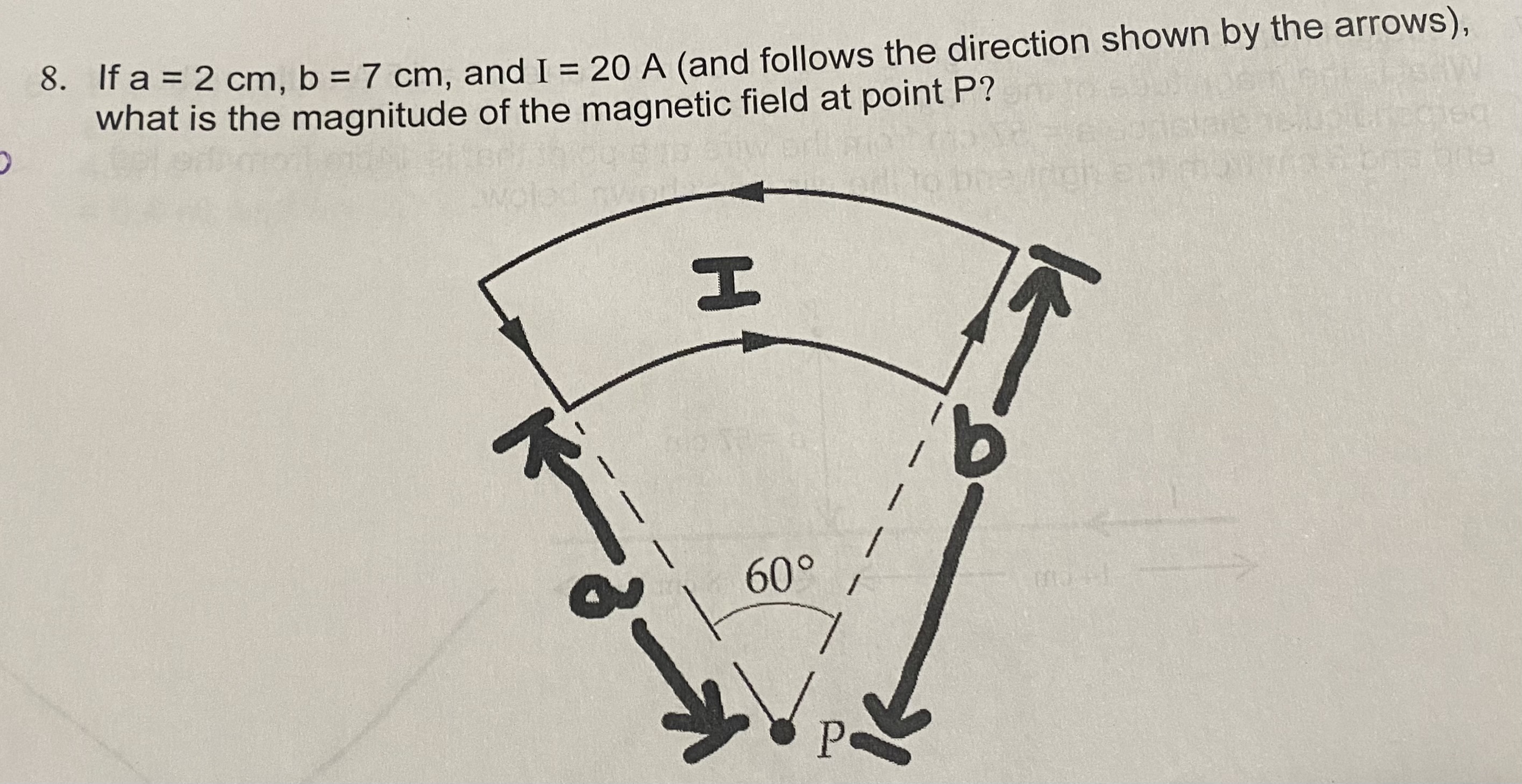Solved If a=2cm,b=7cm, ﻿and I=20A (and follows the direction | Chegg.com