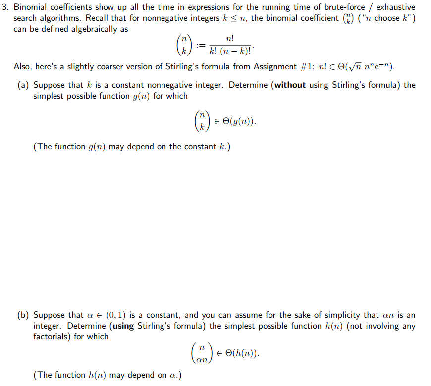 Solved n 3. Binomial coefficients show up all the time in | Chegg.com