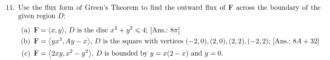 Solved 11. Use the flux form of Green's Theorem to find the | Chegg.com