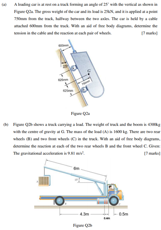 Solved (a) A loading car is at rest on a track forming an | Chegg.com
