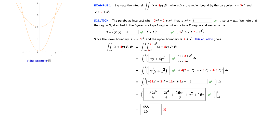 Solved EXAMPLE 1 Evaluate the integral (x + 8y) da, where D | Chegg.com