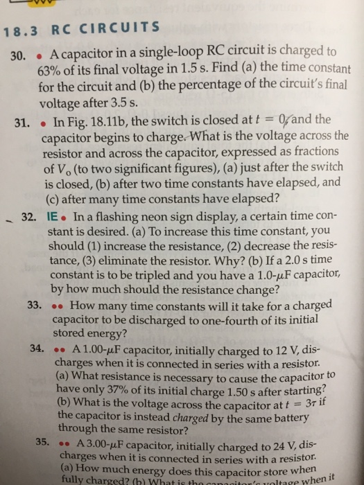 Solved 18.3 RC CIRCUITS . A capacitor in a single-loop RC | Chegg.com