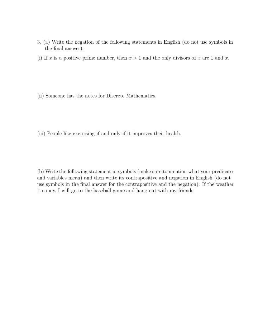Solved 1. (a) Give one example for each of the following: | Chegg.com