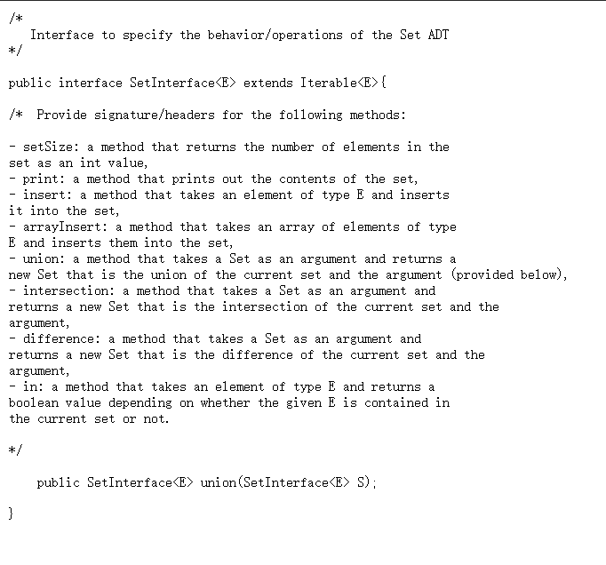 Implement the functionalities of the Set Class, as | Chegg.com