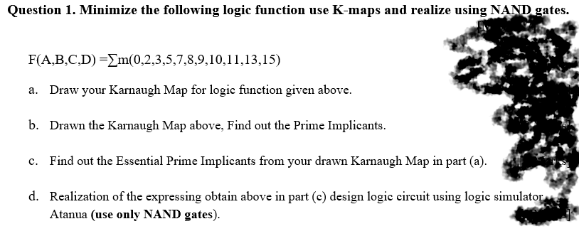 Solved Question 1. Minimize the following logic function use | Chegg.com