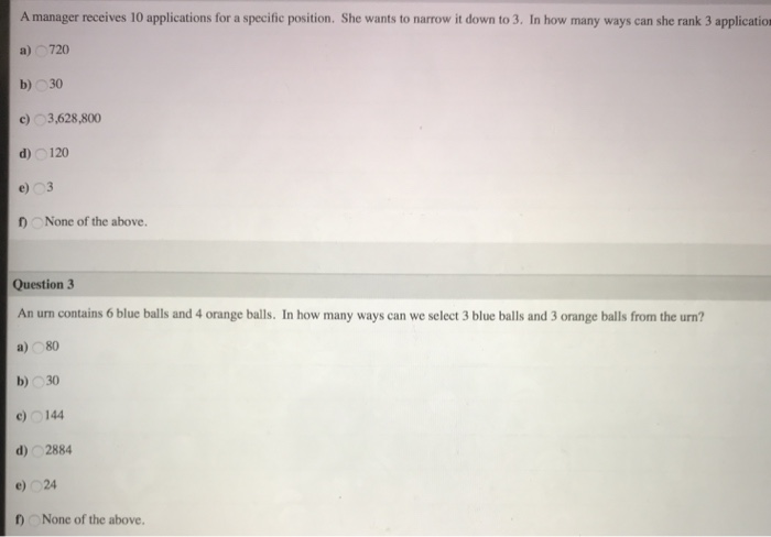 Solved A manager receives 10 applications for a specific | Chegg.com Solved A manager receives 10 applications for a specific | Chegg.com