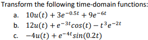 Solved Transform the following time-domain functions: a. | Chegg.com