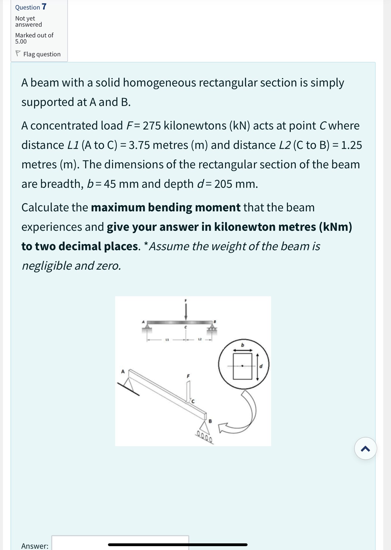 Solved A beam with a solid homogeneous rectangular section | Chegg.com