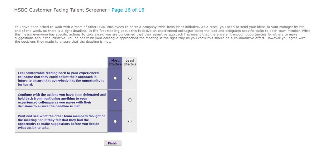 Solved HSBC Customer Facing Talent Screener: Page 16 of 16 | Chegg.com