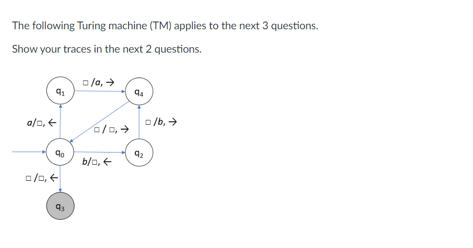 Solved The following Turing machine (TM) applies to the next | Chegg.com