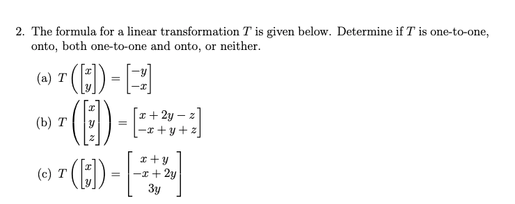 Solved 2. The formula for a linear transformation T is given | Chegg.com