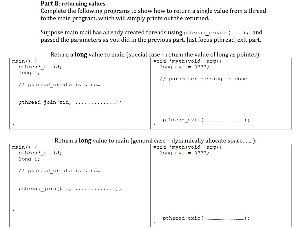 Solved Part B: returning values Complete the following | Chegg.com