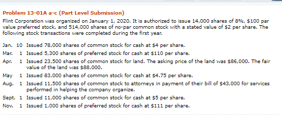 Solved Problem 13-01A a-c (Part Level Submission) issue | Chegg.com