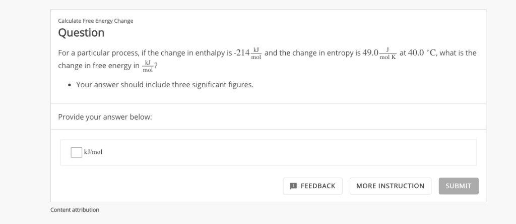Solved Calculate Free Energy Change Question For a | Chegg.com