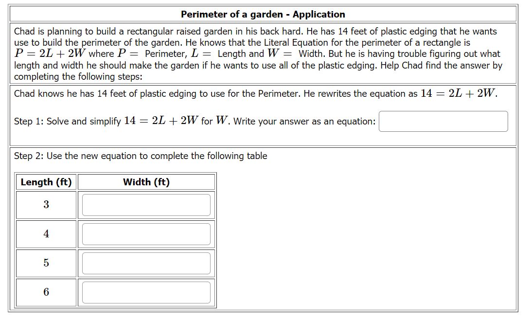 Solved Perimeter of a garden - Application Chad is planning | Chegg.com