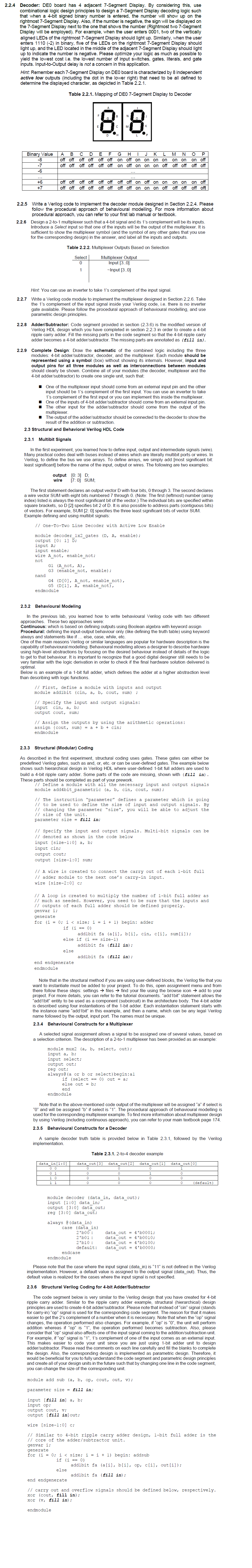 2.2.4 Decoder: DEO board has 4 adjacent 7-Segment | Chegg.com