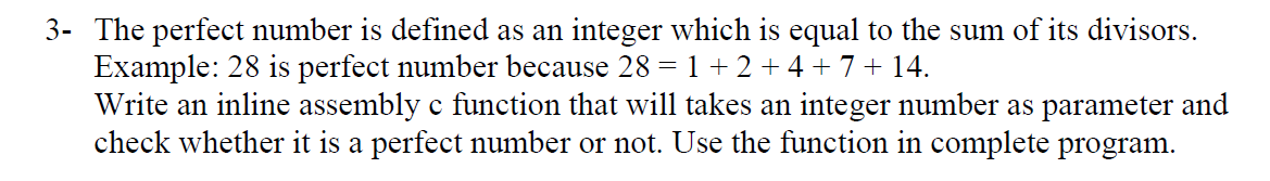 3- The perfect number is defined as an integer which | Chegg.com