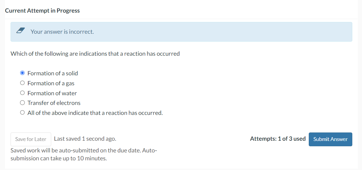 Solved Current Attempt in Progress Your answer is incorrect. | Chegg.com