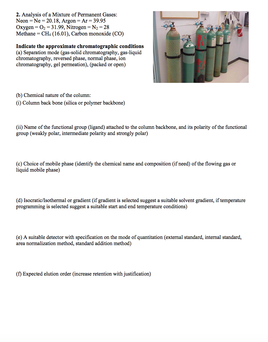 2. Analysis of a Mixture of Permanent Gases: Neon = | Chegg.com