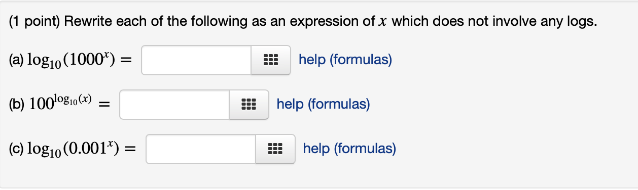 Solved (1 point) Rewrite each of the following as an | Chegg.com