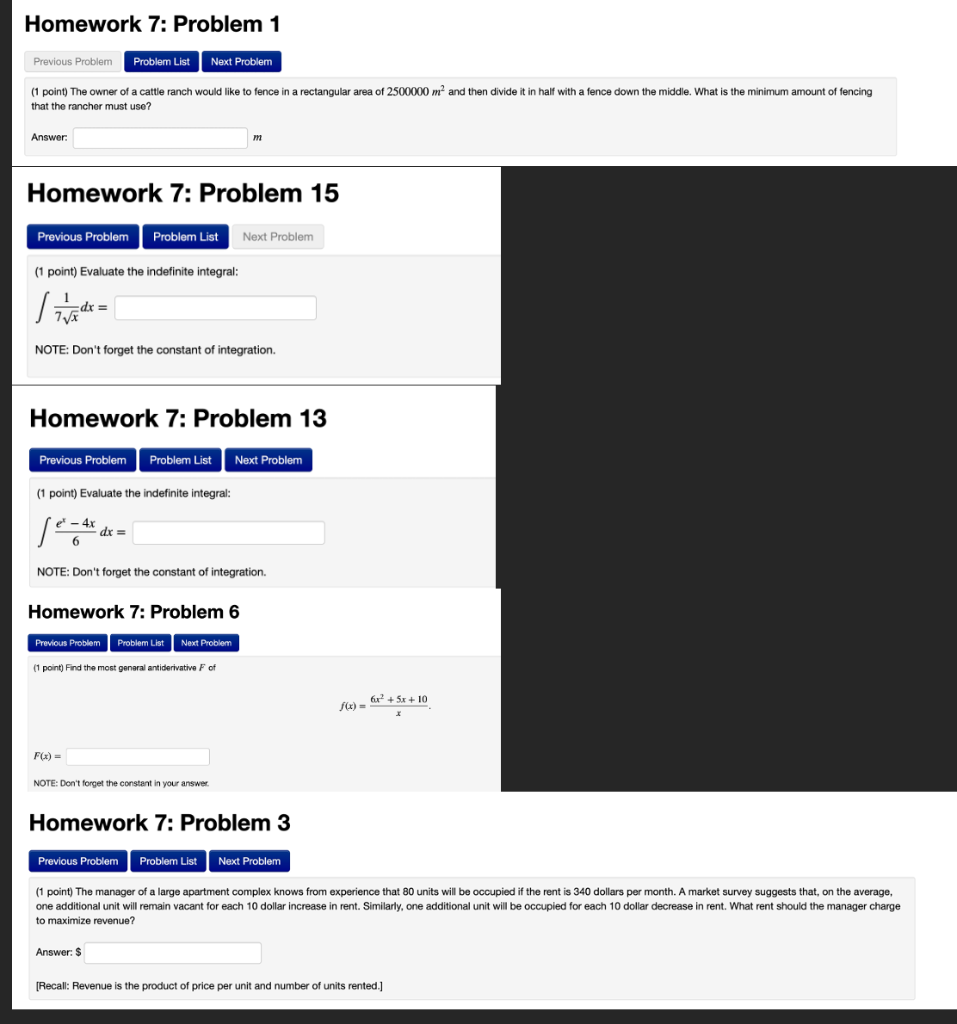 Solved Homework 7 Problem 1 Previous Problem Problem List