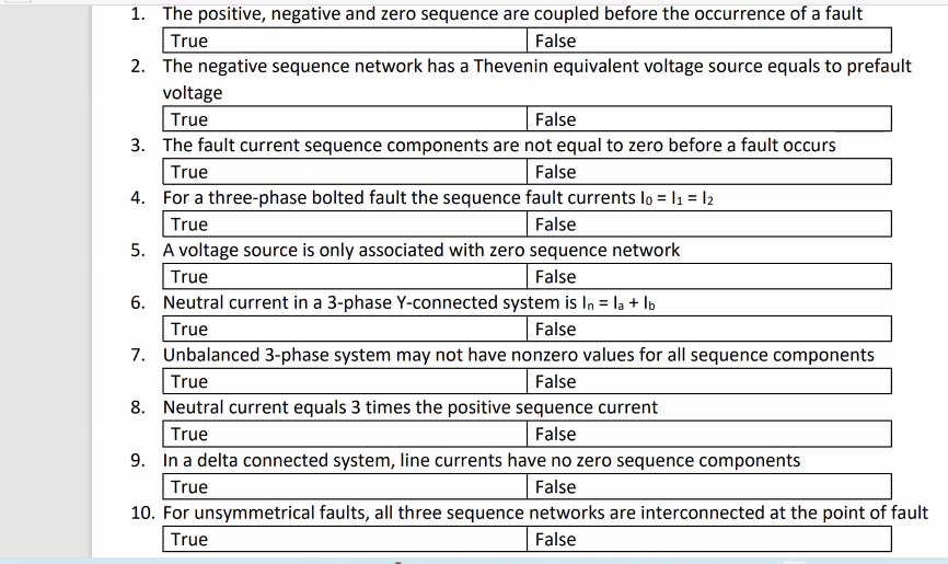 Solved 1 The Positive Negative And Zero Sequence Are