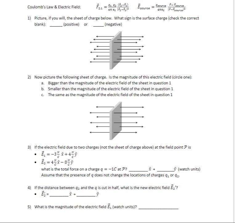 Solved Coulomb's Law \& Electric Field: | Chegg.com