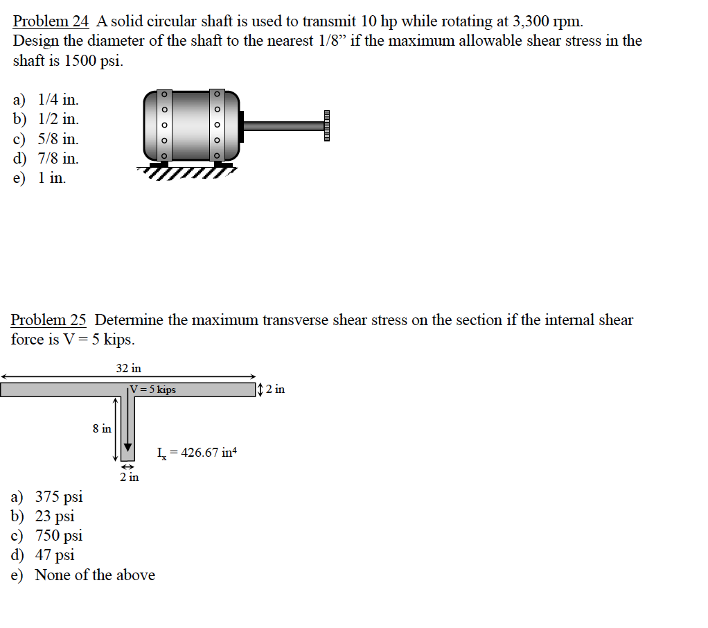 Solved: Problem 24 A Solid Circular Shaft Is Used To Trans... | Chegg.com
