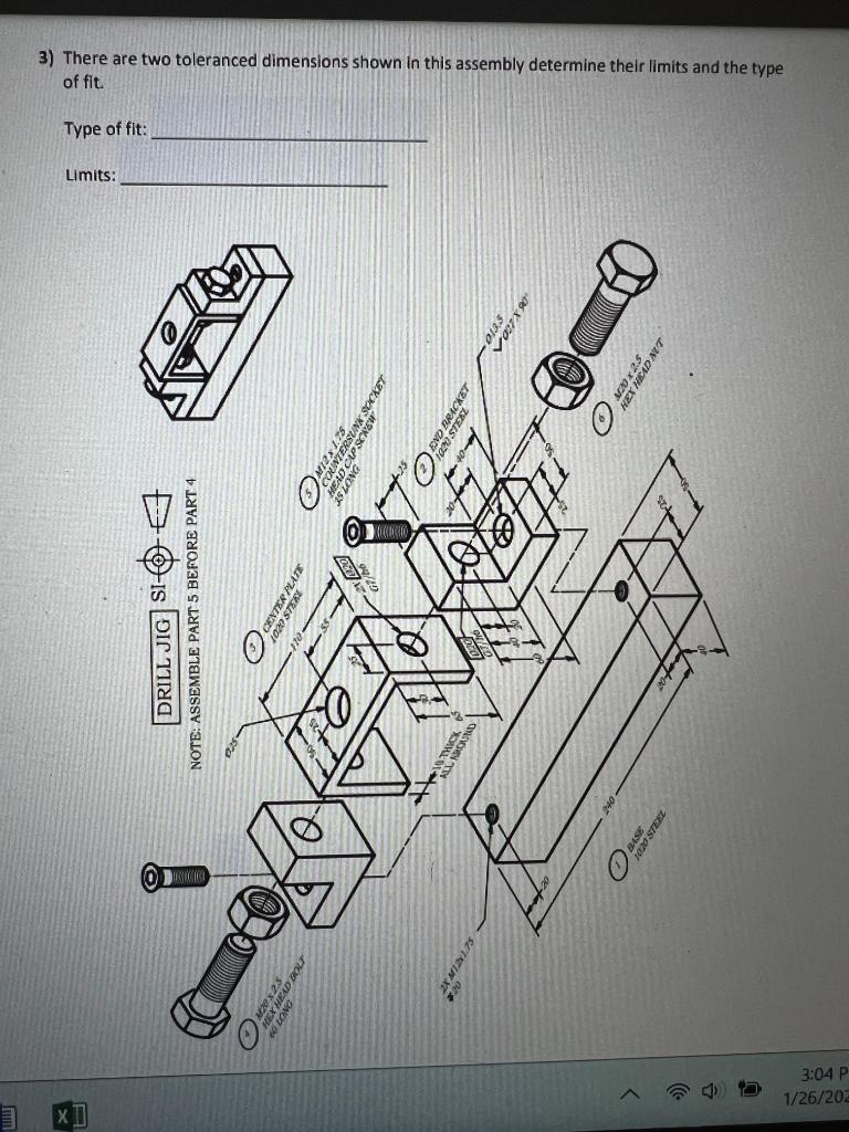 3) There are two toleranced dimensions shown in this | Chegg.com