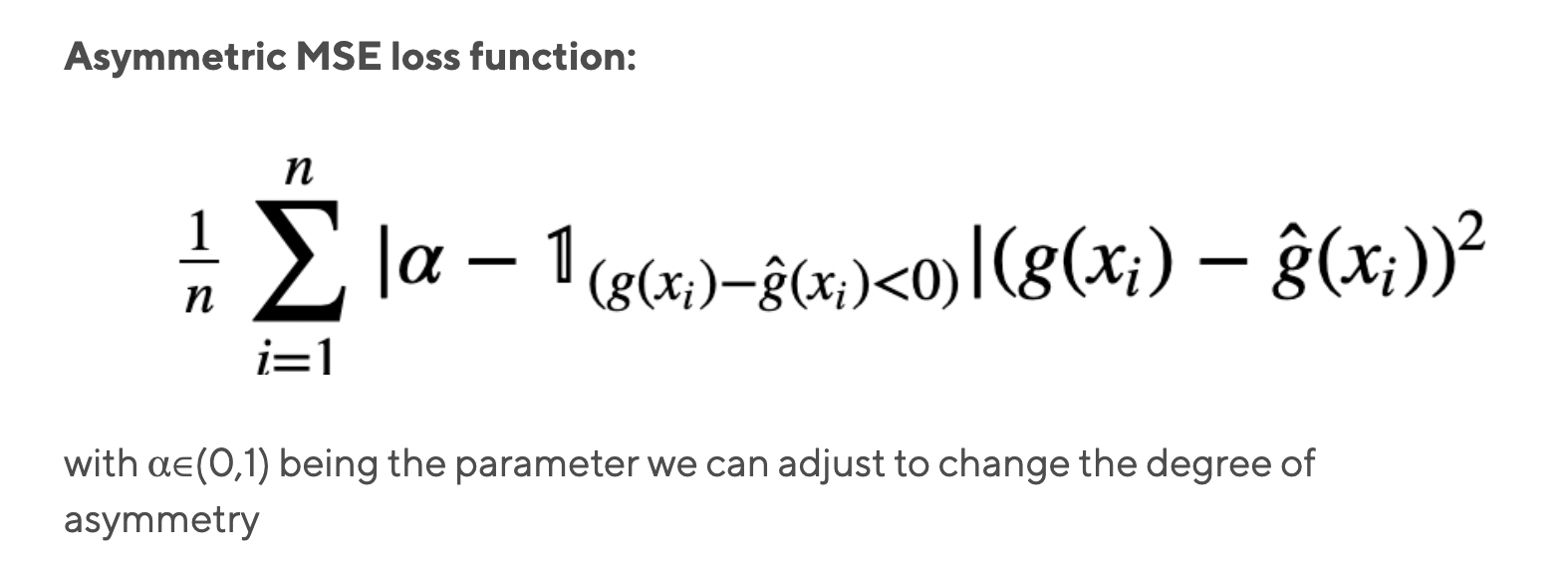 Asymmetric Mse Loss Function N 1 Σ La 1
