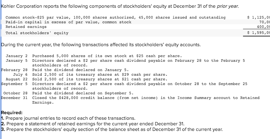 Solved Kohler Corporation reports the following components | Chegg.com