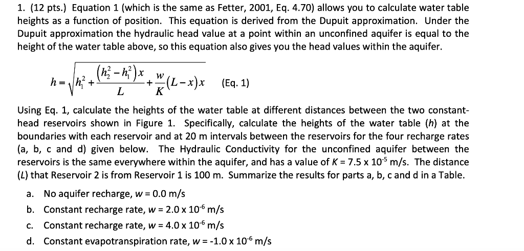 Es Permeable Dam Height Above Impermeable Layer (m) | Chegg.com