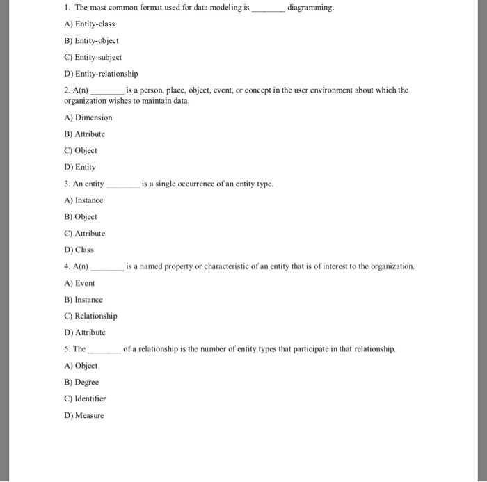Solved diagramming. 1. The most common format used for data | Chegg.com