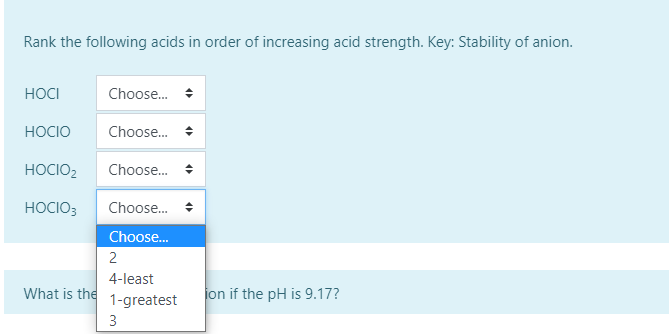 Solved Rank the following acids in order of increasing acid | Chegg.com