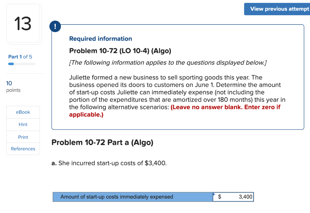 Solved View previous attempt 13 ! Required information | Chegg.com