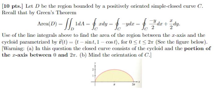 Solved [10 pts.] Let D be the region bounded by a positively | Chegg.com