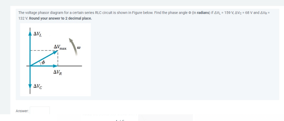 Solved The voltage phasor diagram for a certain series RLC | Chegg.com