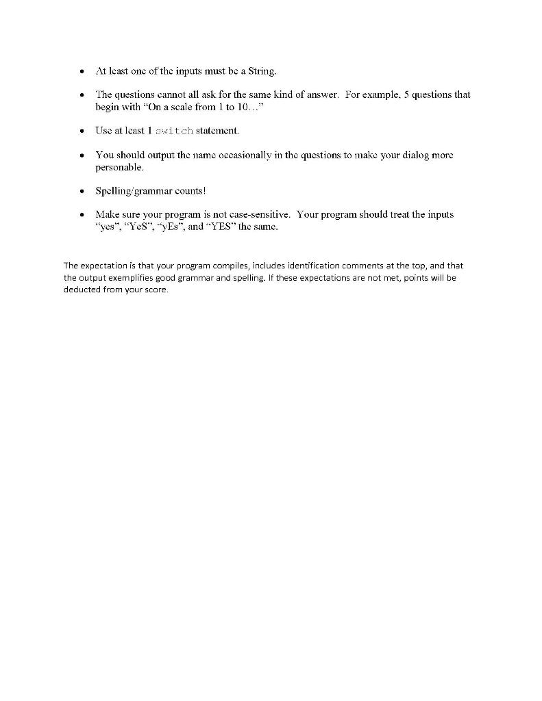2212 Java Software Dev I Week 3-Dialog Purpose: | Chegg.com