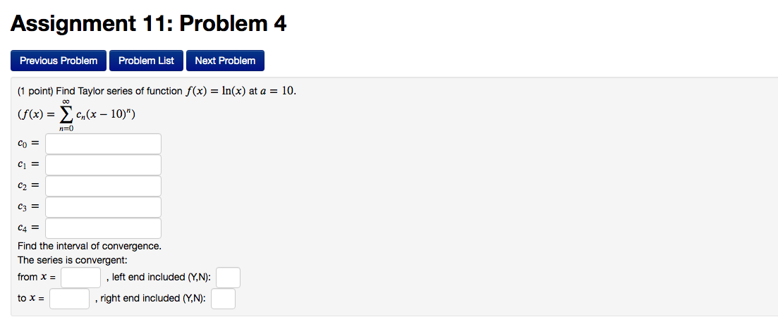 Solved Assignment 11: Problem 4 Previous Problem Problem | Chegg.com Solved Assignment 11: Problem 4 Previous Problem Problem | Chegg.com