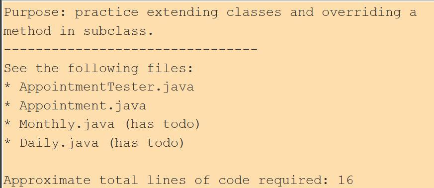 Solved Purpose: practice extending classes and overriding a | Chegg.com
