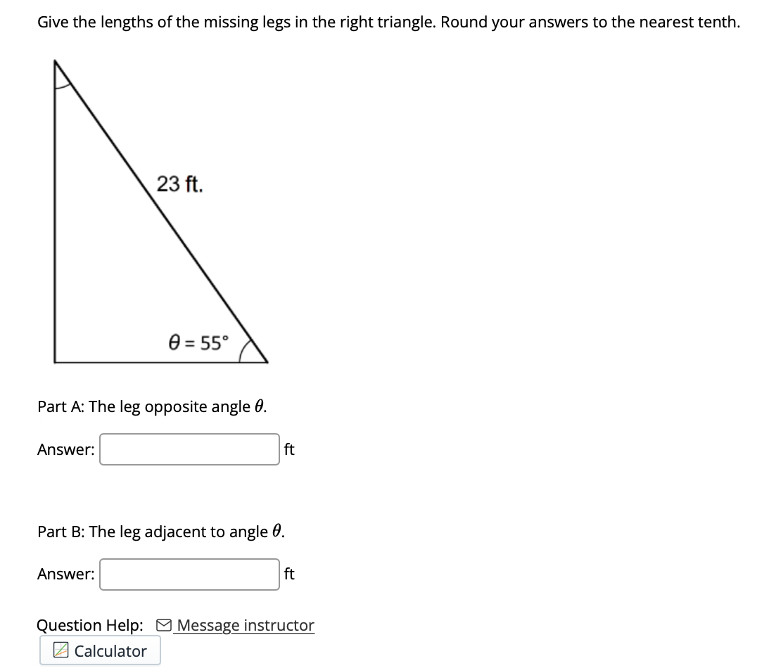Solved Give the lengths of the missing legs in the right | Chegg.com